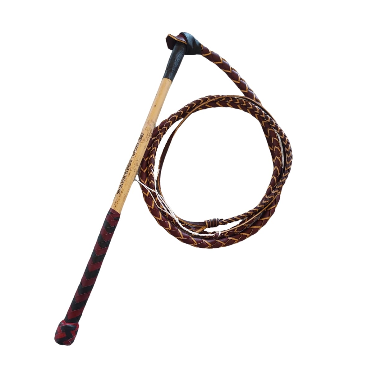 Latigo Stockwhip - Red/Black Handle - Simon Martin Whips & Leathercraft
